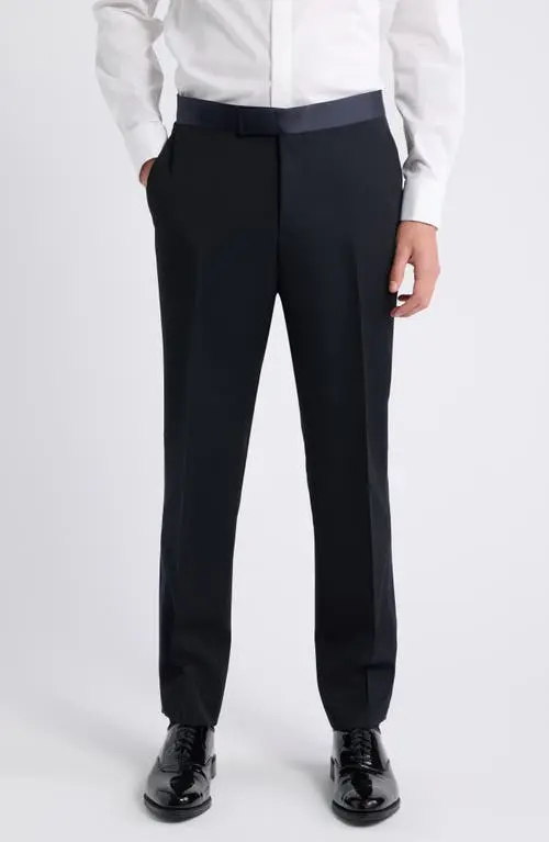 BOSS Genius Flat Front Virgin Wool Tuxedo Pants