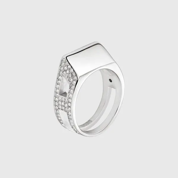 DIESEL® Stainless Steel Pave Band Ring - Silver