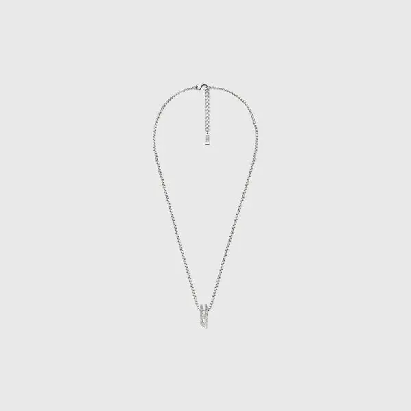 DIESEL® Stainless Steel Pave Pendant Necklace