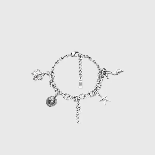 DIESEL® Stainless Steel Charm Bracelet - Silver