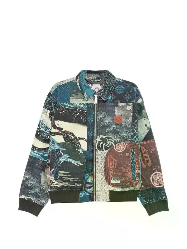 EVISU Patchwork-print Jacket - Blue