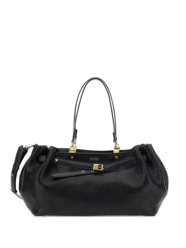 Balenciaga Fan Medium Leather Tote Bag - Black