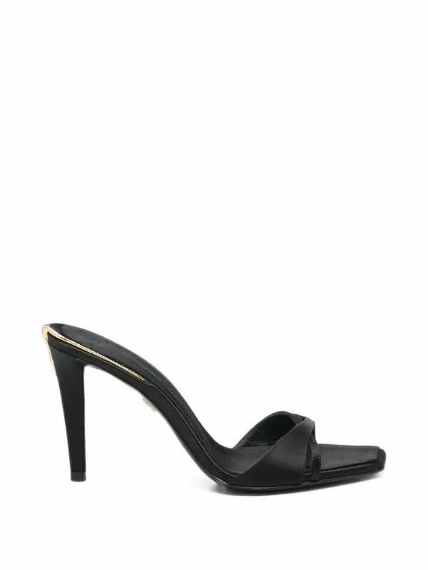 GIUSEPPE ZANOTTI Satin Heel Mules - Black