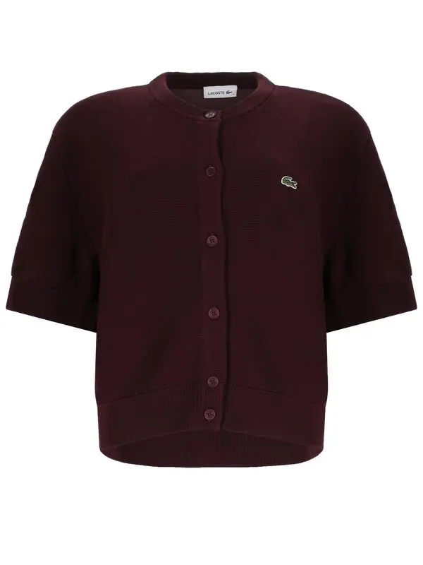 Lacoste Cardigan In Misto Cotone E Lana - Brown