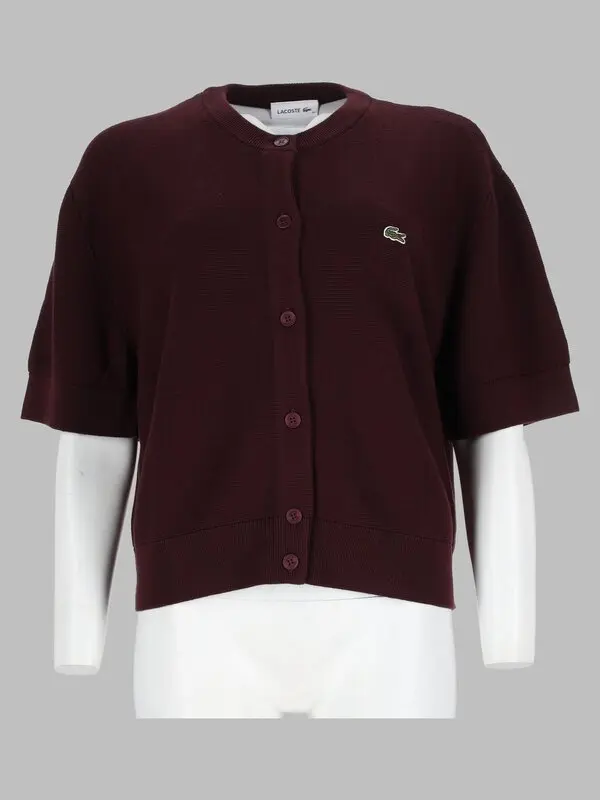 Lacoste Cardigan In Misto Cotone E Lana - Brown