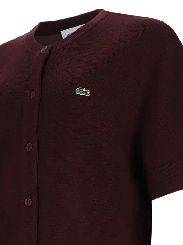 Lacoste Cardigan In Misto Cotone E Lana - Brown