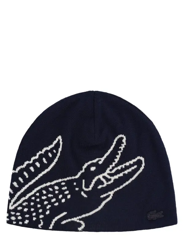 Lacoste Berretto In Lana Con Coccodrillo Jacquard