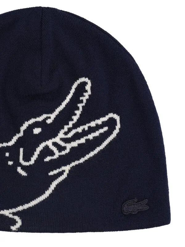 Lacoste Berretto In Lana Con Coccodrillo Jacquard