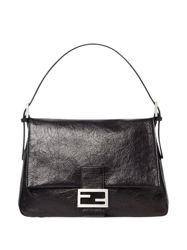 Fendi Flap 26325 Leather Shoulder Bag - Black