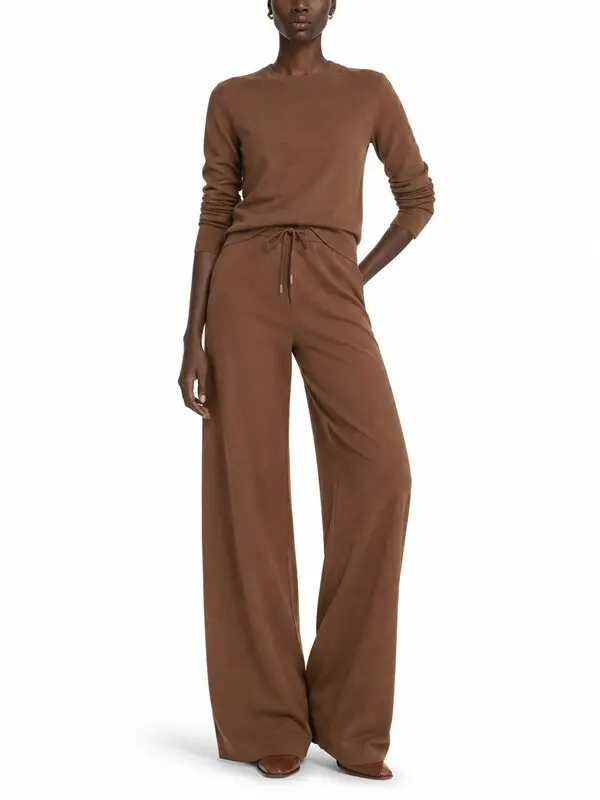 Max Mara Pantalone Jogging In Flanella Di Lana - Brown