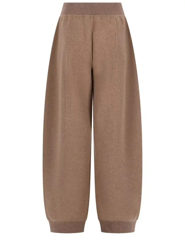 Max Mara Pantalone Jogger In Lana E Cashmere - Brown