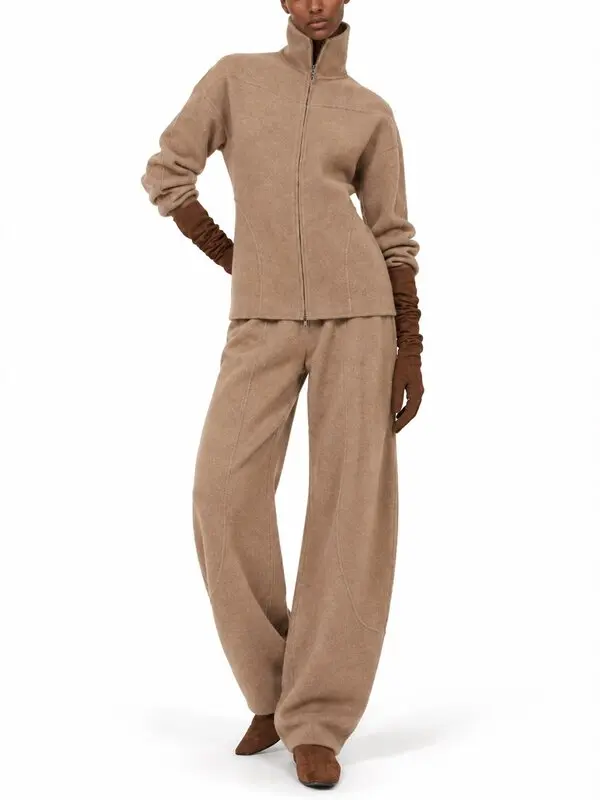 Max Mara Pantalone Jogger In Lana E Cashmere - Brown