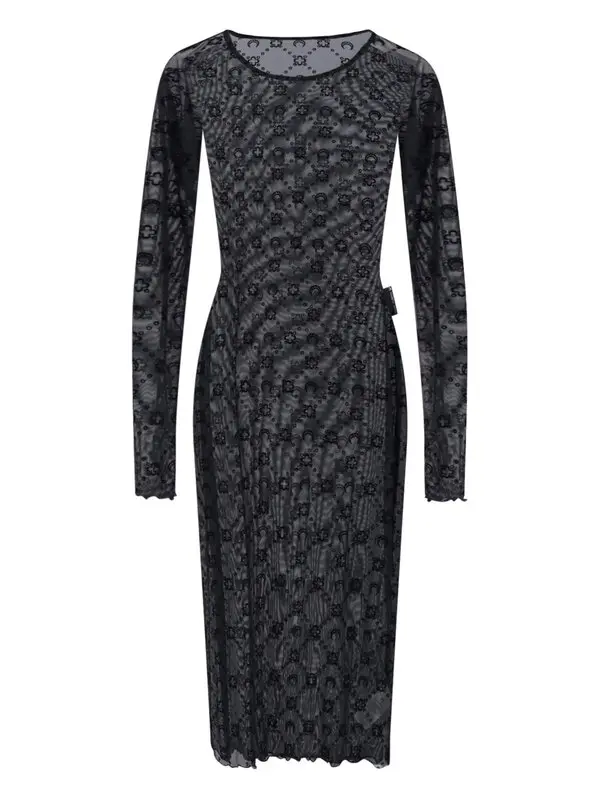 MARINE SERRE Sheer Long-sleeve Midi Dress