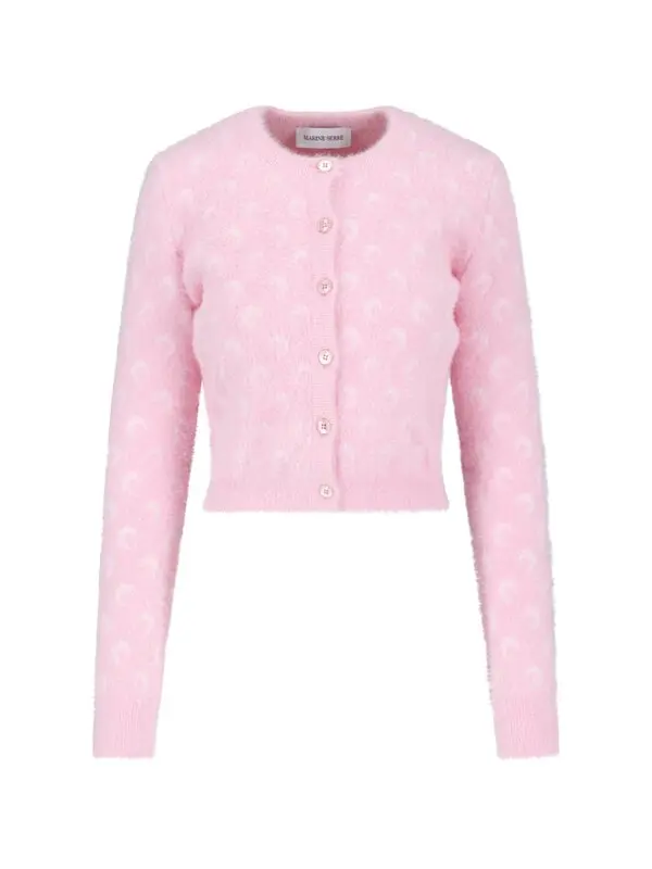 MARINE SERRE Fuzzy Button-front Cropped Cardigan