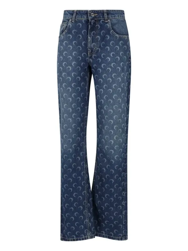 MARINE SERRE High-rise Crescent Print Jeans