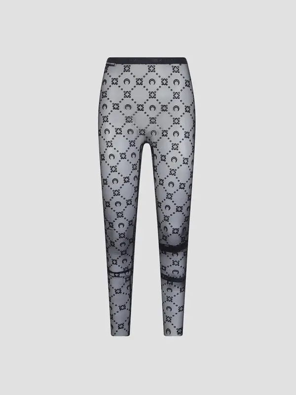 MARINE SERRE Moon Monogram Mesh Flocked Tights
