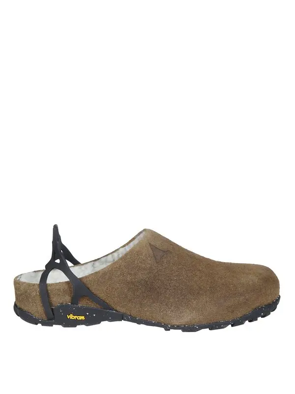 ROA Felt-lined Slip-on Clog Mule - Marrone