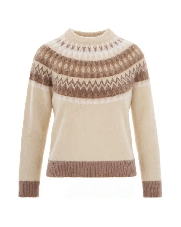Max Mara Jacquard Knit Sweater - Ecru