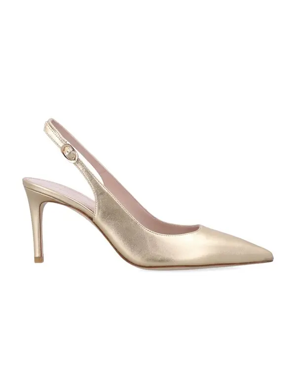 STUART WEITZMAN Power 75 Metallic Slingback Pumps With Pointed Toe