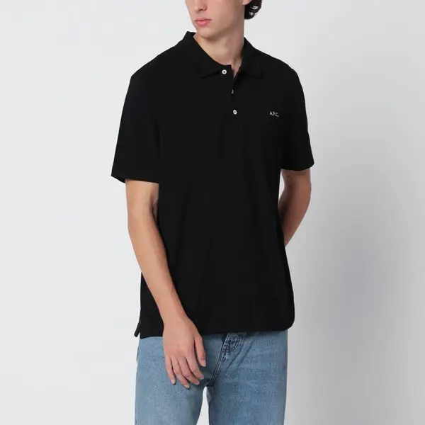 A.p.c. Cotton Polo Shirt With Embroidered Logo Lettering