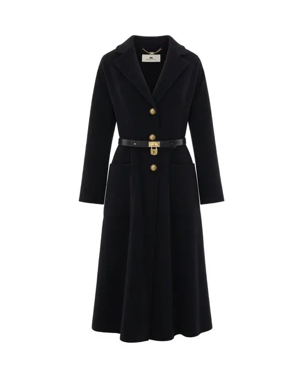 Elisabetta Franchi Belted Wool-blend Long Coat
