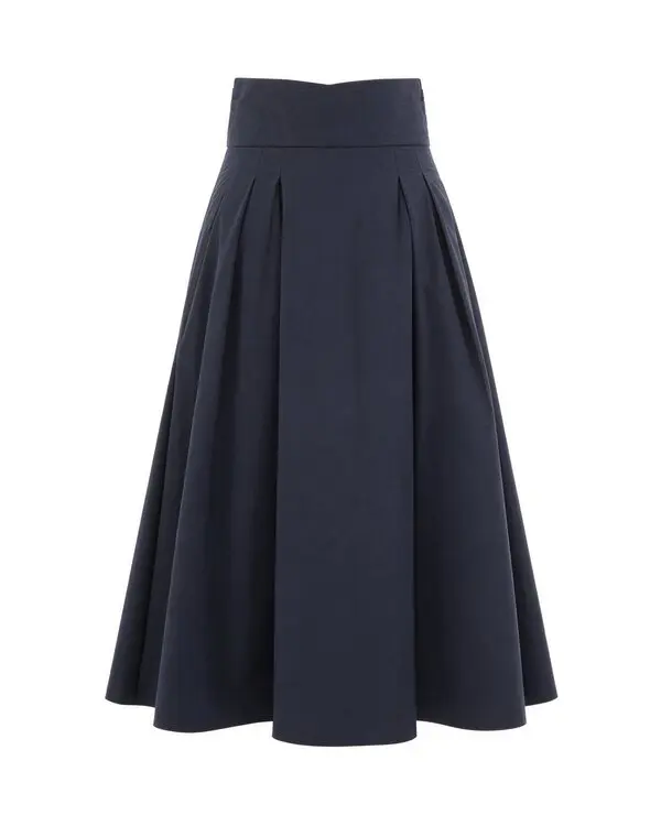 Elisabetta Franchi Pleated High-waist Midi Skirt - Blu Notte