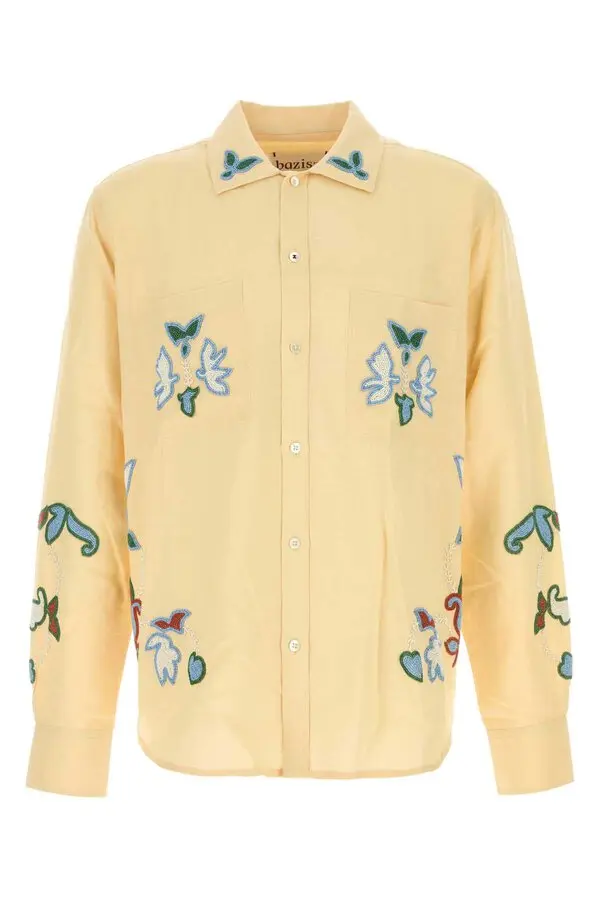 BAZISZT Cotton-hemp Blend Shirt With Relaxed Fit