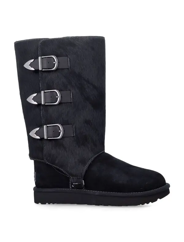 UGG Tall Buckle Shearling Boot - Nero