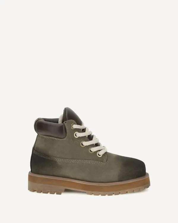 PDF CHANNEL Strada Lace-up Suede Booties - Green