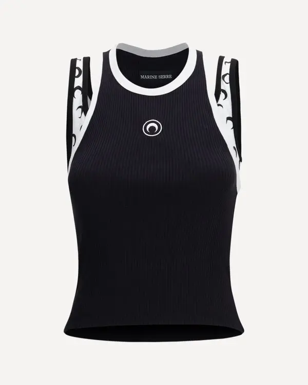 MARINE SERRE Layered Cotton Jersey Tank Top Feale
