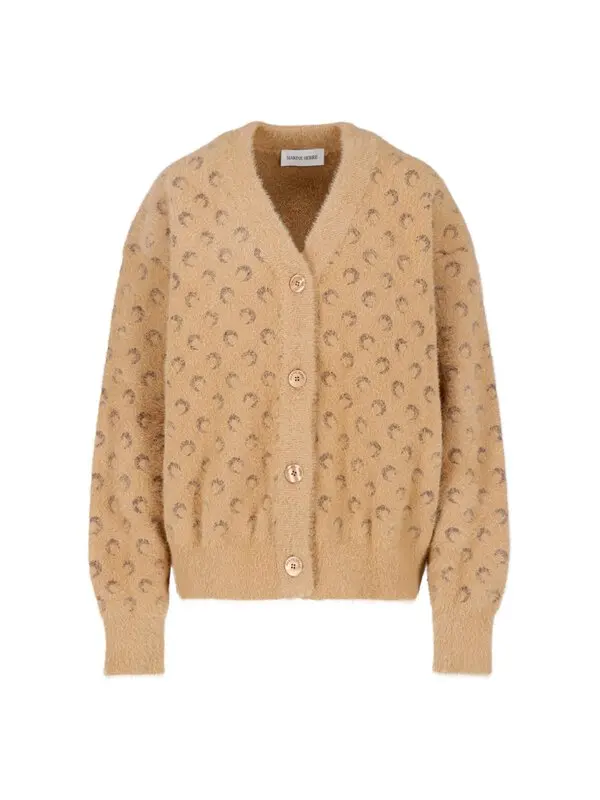 MARINE SERRE Patterned Button-front Cardigan Sweater - Beige