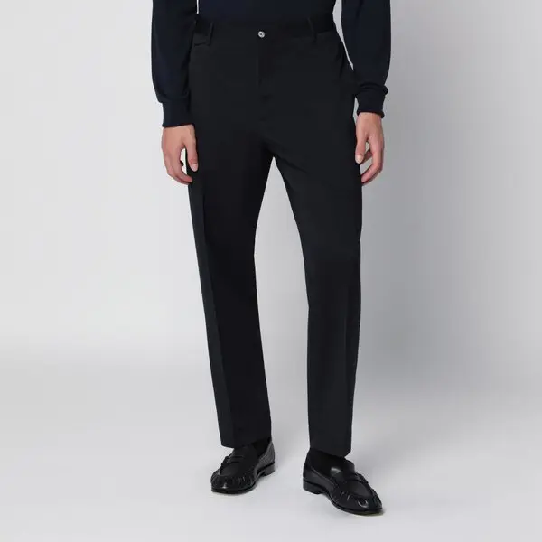 SANTANIELLO Tailored Wool-blend Trousers With Belt Loops And Turn-up Hems