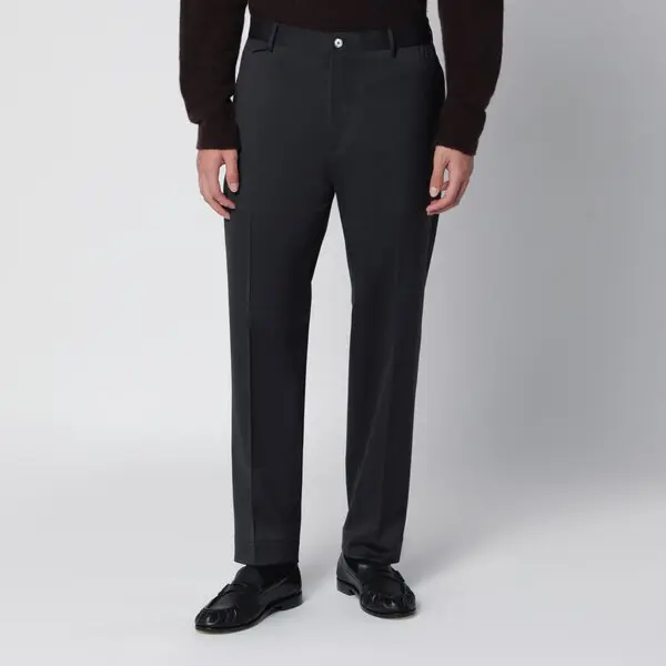SANTANIELLO Tailored Wool-blend Trousers With Belt Loops & Turn-up Hems