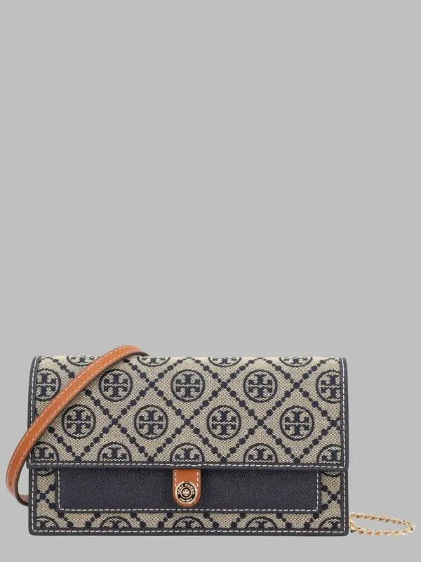 Tory Burch Mini Wallet With Leather Trim - Blue
