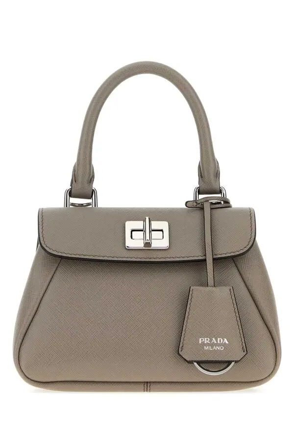 Prada Mini Avoir Leather Handbag With Silver-tone Hardware - Grey