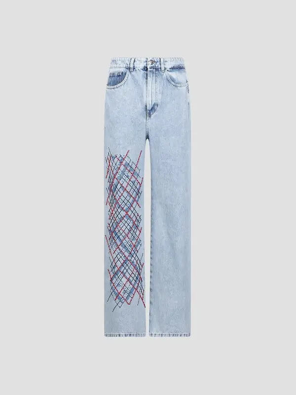 Vivetta Baggy Jeans With Diamond Embroidered Detail