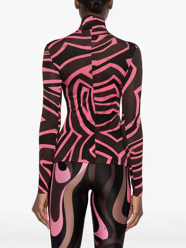 Emilio Pucci High-neck Jersey Top In Labyrinth Print