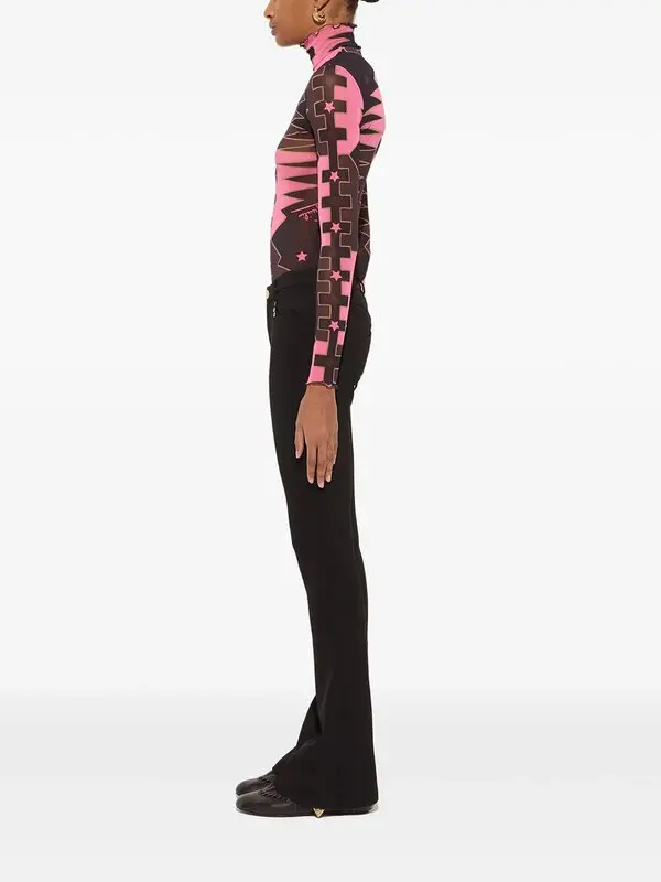 Emilio Pucci High-neck Tulle Top In Valdimontone Print