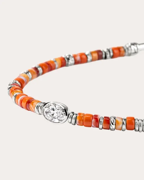 John Hardy Oyster Shell & Diamond Jh Lovestruck Heishi Bracelet