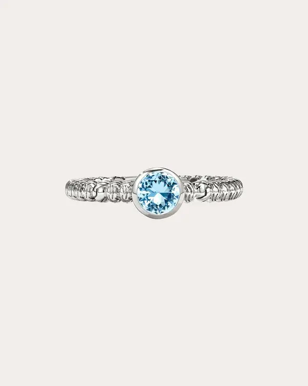 John Hardy Swiss Blue Topaz Heishi Gem Ring - Silver