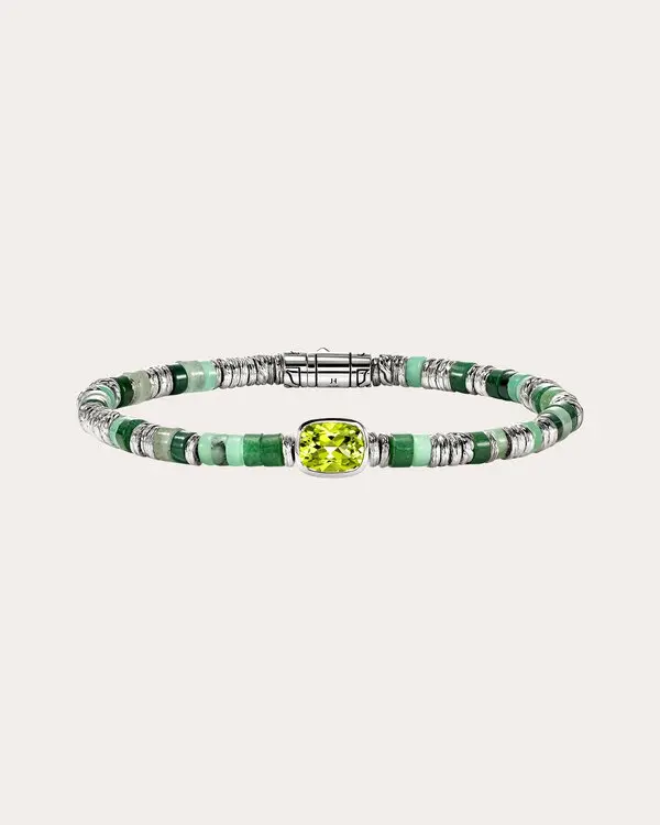 John Hardy Peridot Heishi Gem Bracelet - Silver