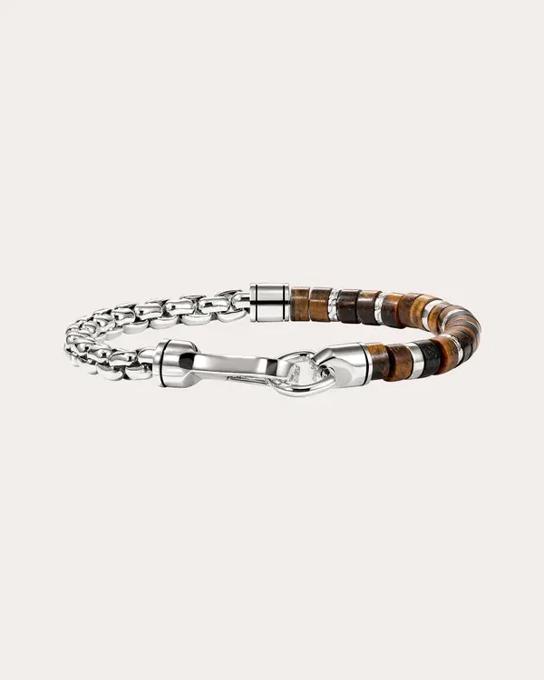 John Hardy Tiger's Eye Heishi Chain Bracelet - Silver