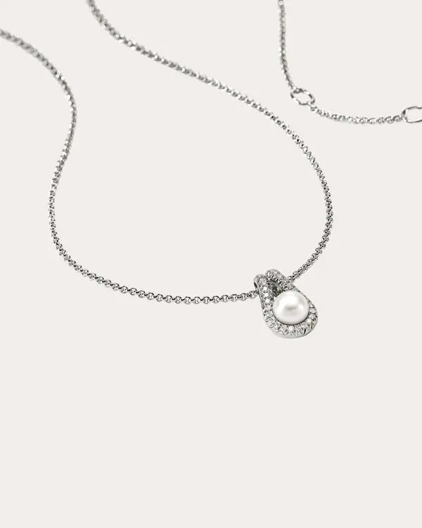 John Hardy Cultured Pearl & Diamond Surf Pendant Necklace
