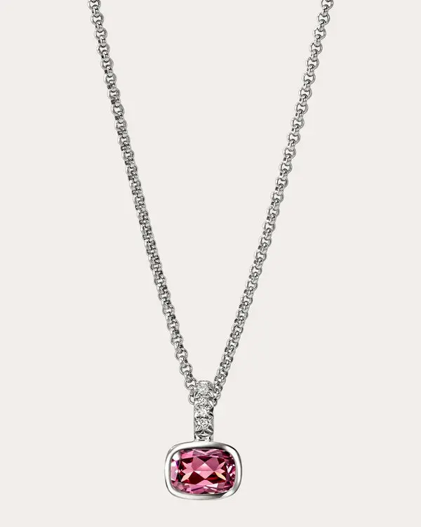 John Hardy Rhodolite & Diamond Heishi Gem Pendant Necklace - Silver