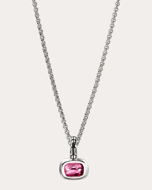 John Hardy Rhodolite & Diamond Heishi Gem Pendant Necklace