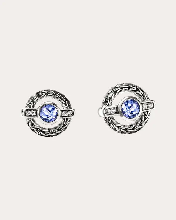 John Hardy Tanzanite & Diamond Icon Stud Earrings - Silver
