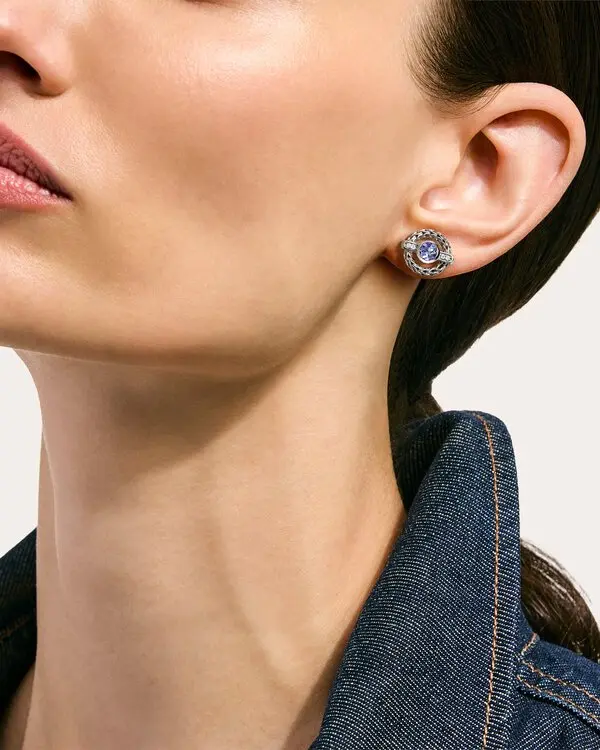 John Hardy Tanzanite & Diamond Icon Stud Earrings