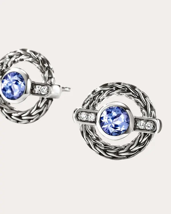 John Hardy Tanzanite & Diamond Icon Stud Earrings