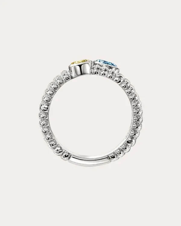 John Hardy Blue Topaz & Lemon Quartz Heishi Gem Trio Ring
