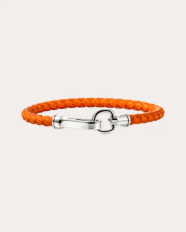 John Hardy Orange Leather Hook Clasp Bracelet - Silver